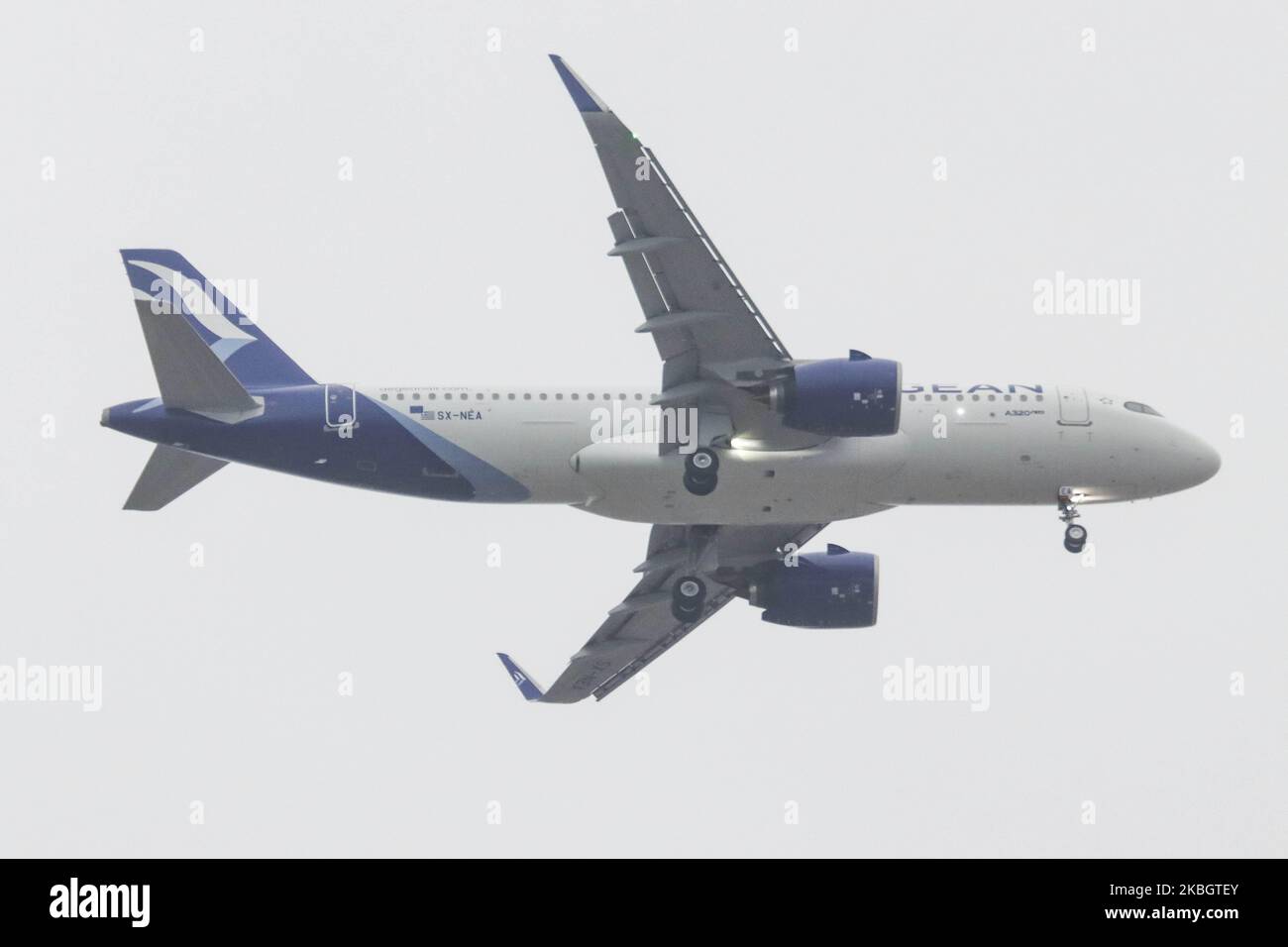 A brand new Airbus A320neo of Aegean Airlines with new livery paint ...