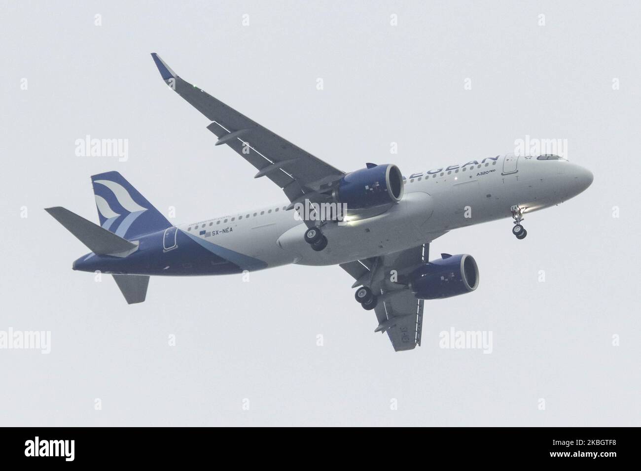 A brand new Airbus A320neo of Aegean Airlines with new livery paint ...