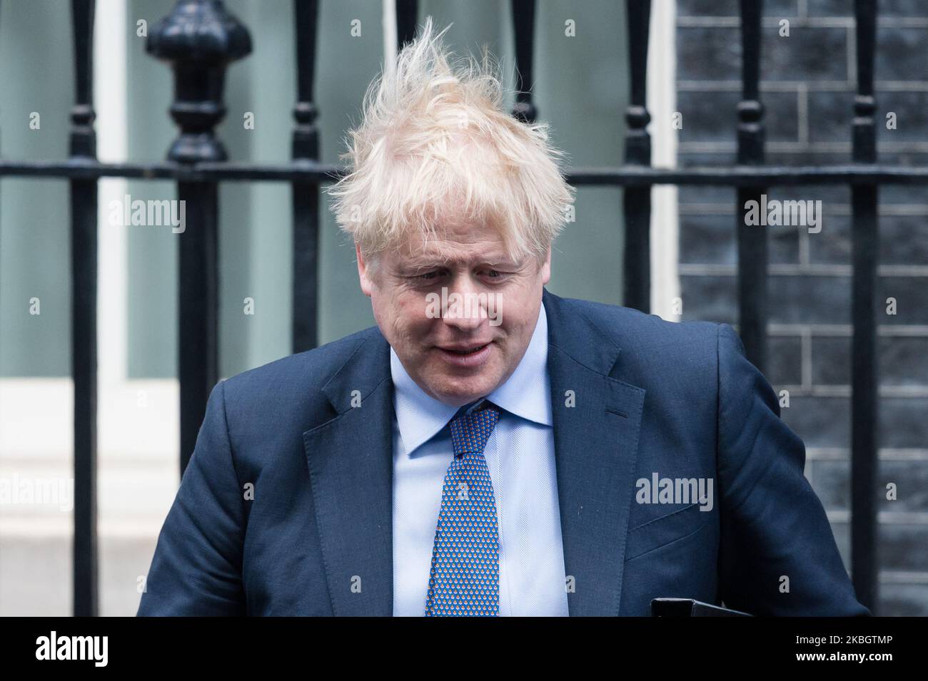 British Prime Minister Boris Johnson leaves 10 Downing Street for PMQs ...