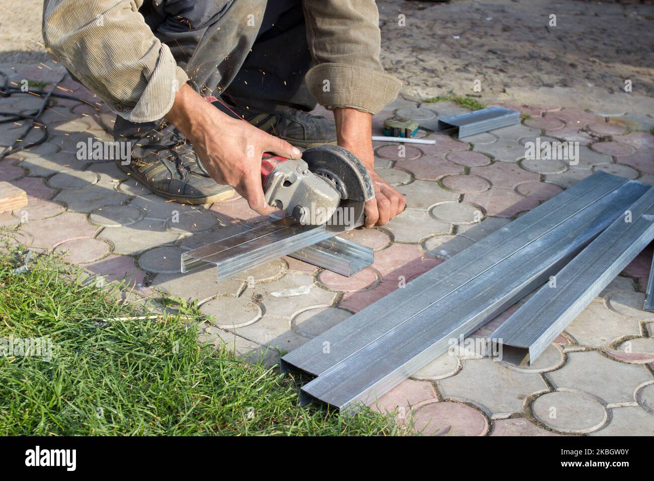 cut cornice grinder metal square for drywall Stock Photo - Alamy