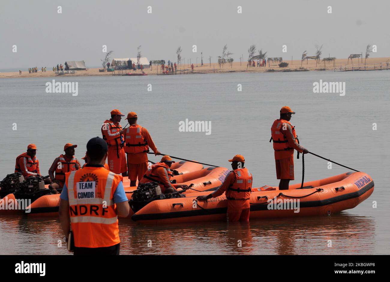 NDRF (National Disaster Response Force) personals are seen during a ...