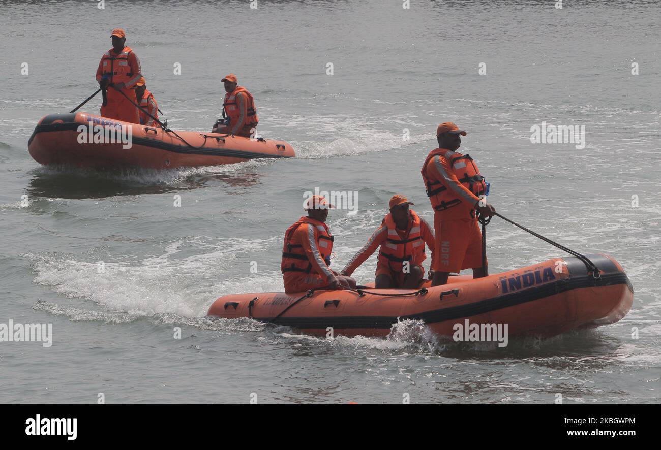 NDRF (National Disaster Response Force) personals are seen during a ...