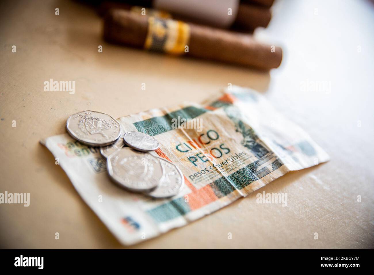 A view of Cuban Convertible Pesos (CUC) and Cohiba cigars in Varadero ...