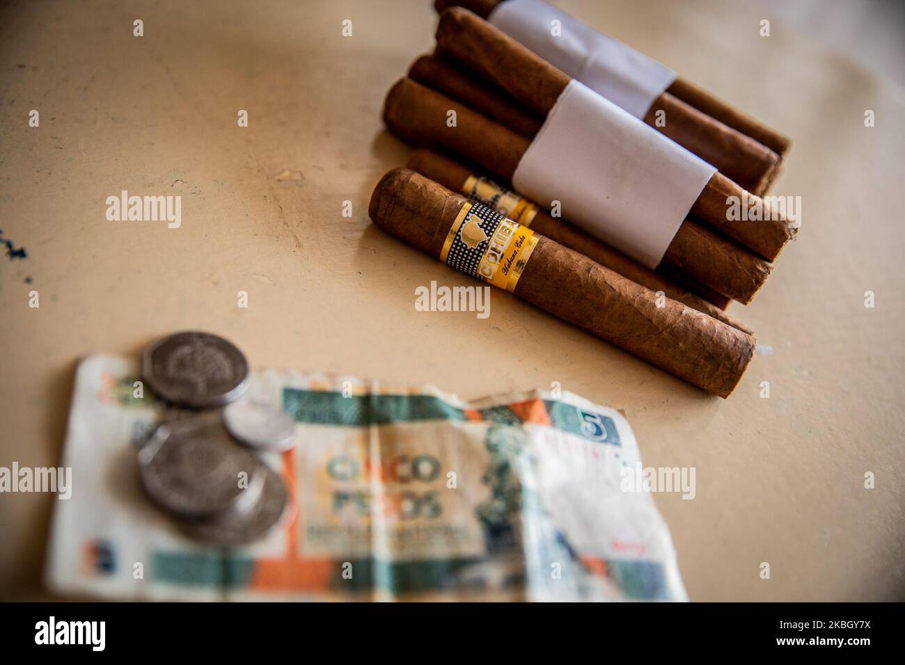 A view of Cuban Convertible Pesos (CUC) and Cohiba cigars in Varadero ...