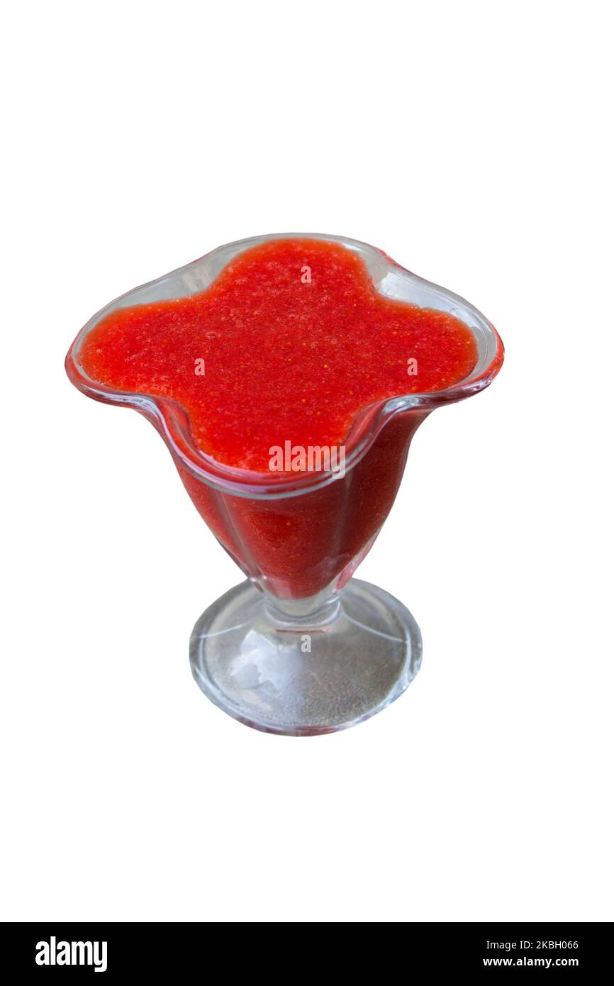 Fruit yogurt with red berries in a glass Stock Photo - Alamy