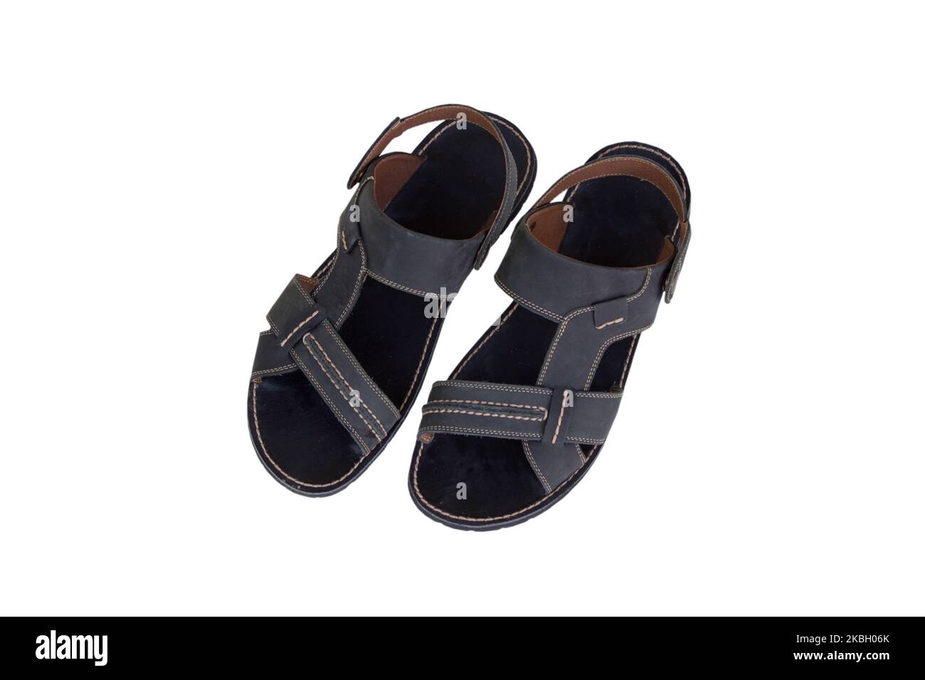 fashion leather sandals on a white background Stock Photo - Alamy