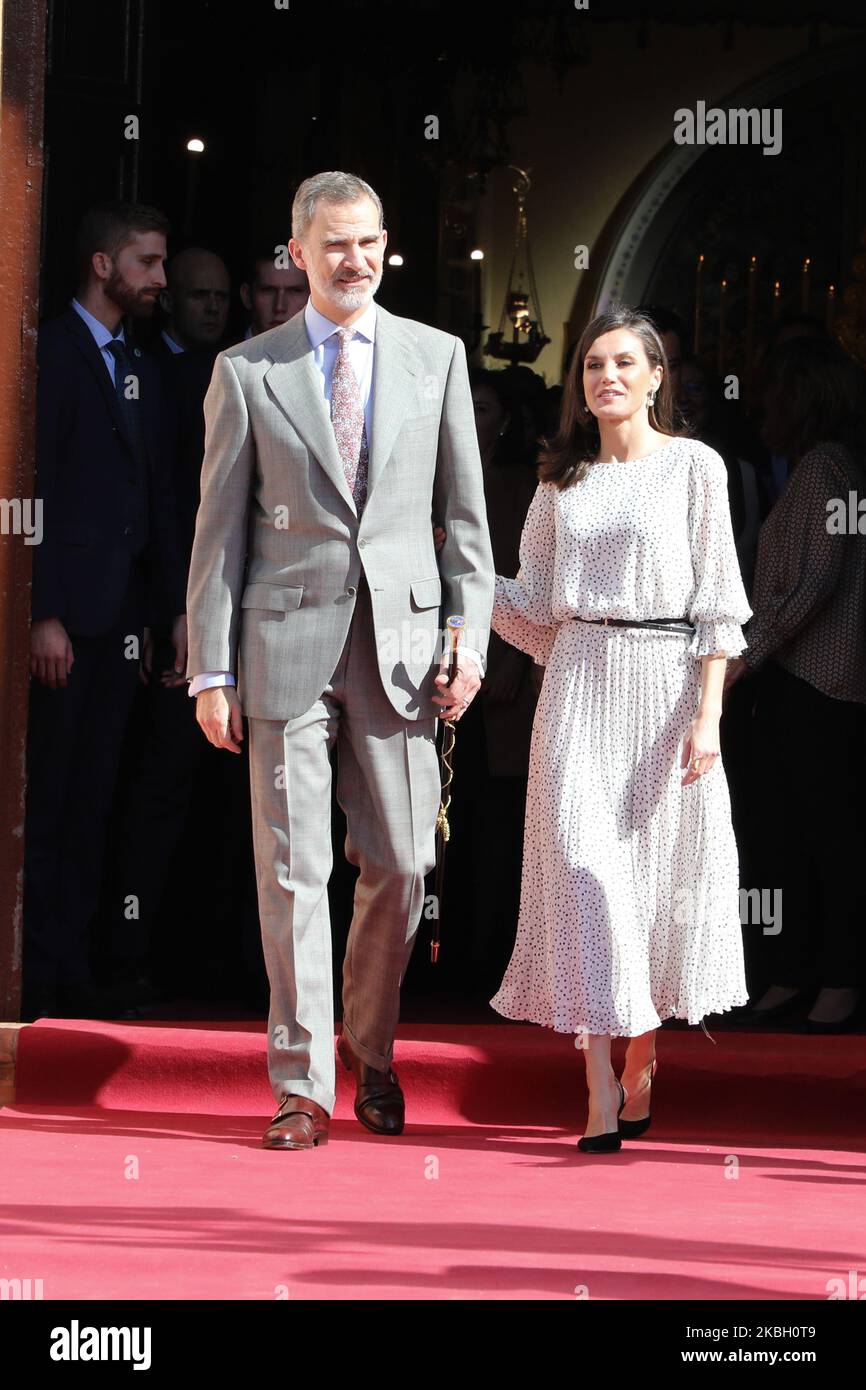 king Felipe VI and Queen Letizia after visiting the parish of Nuestra ...