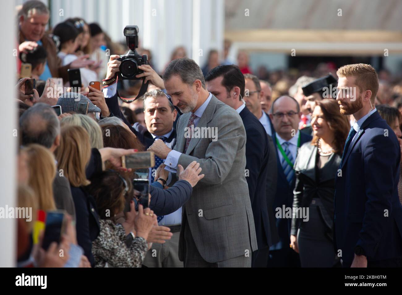 king Felipe VI after visiting the parish of Nuestra Senora De La ...