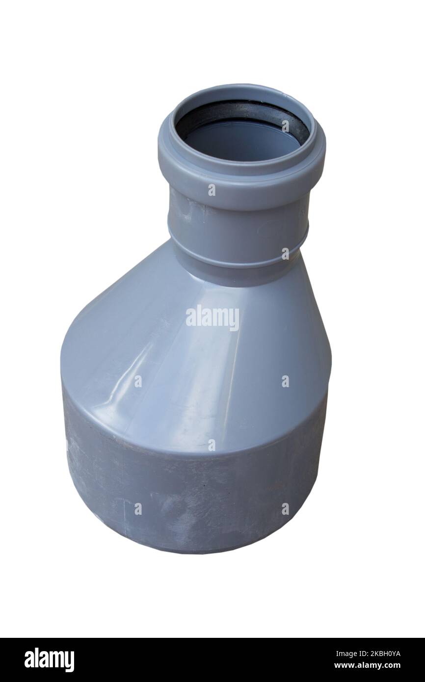 gray pipe reduction switch to a smaller pipe on a white background ...