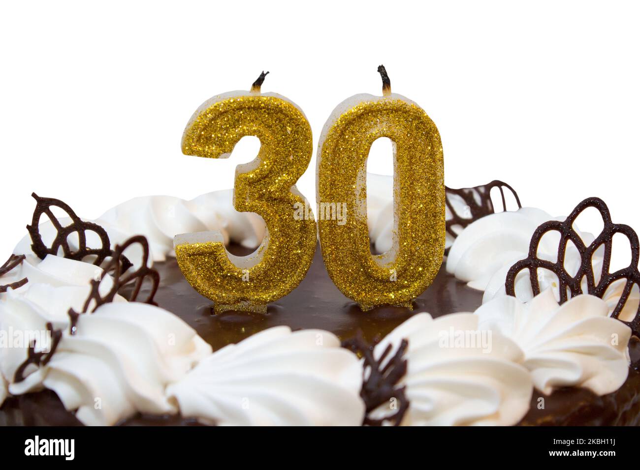 Closeup delicious chocolate cake 30 years birthday Stock Photo - Alamy