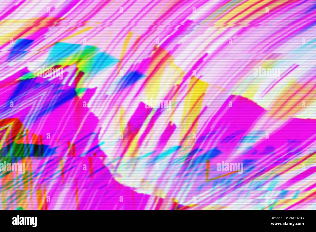 Abstract purple pink green psychedelic wavy background interlaced ...