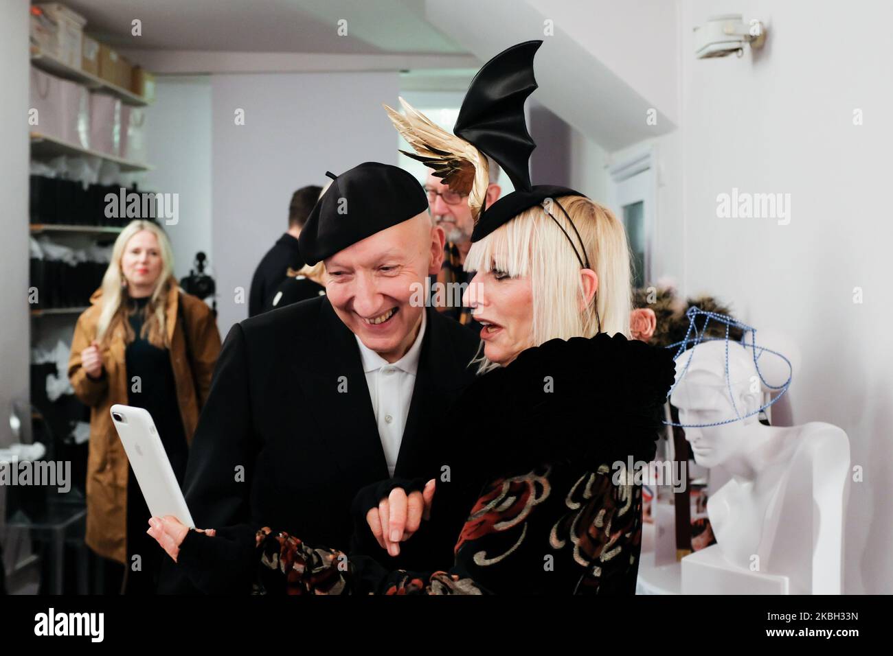 Designer Stephen Jones and Virginia Bates attend the Stephen Jones ...