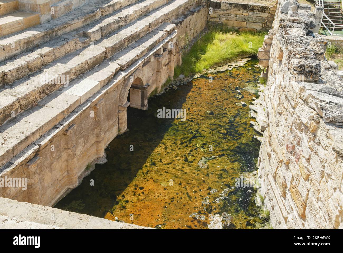 Spring Water at Hierapolis Ancient City in Pamukkale, Denizli City ...