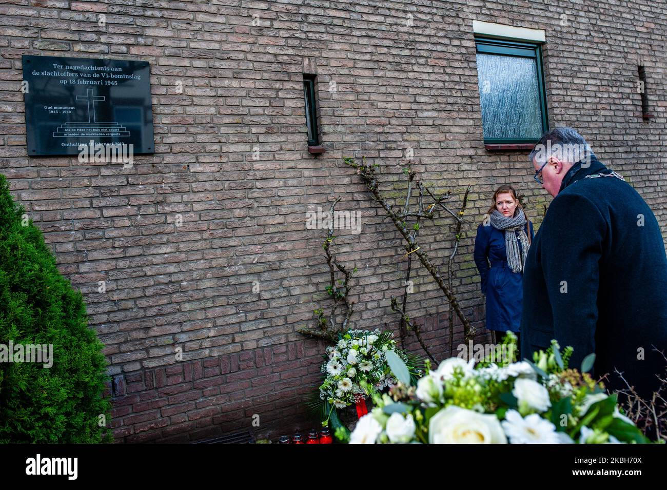 Hubert Bruls, Mayor of Nijmegen is leaving flowers in front of the ...