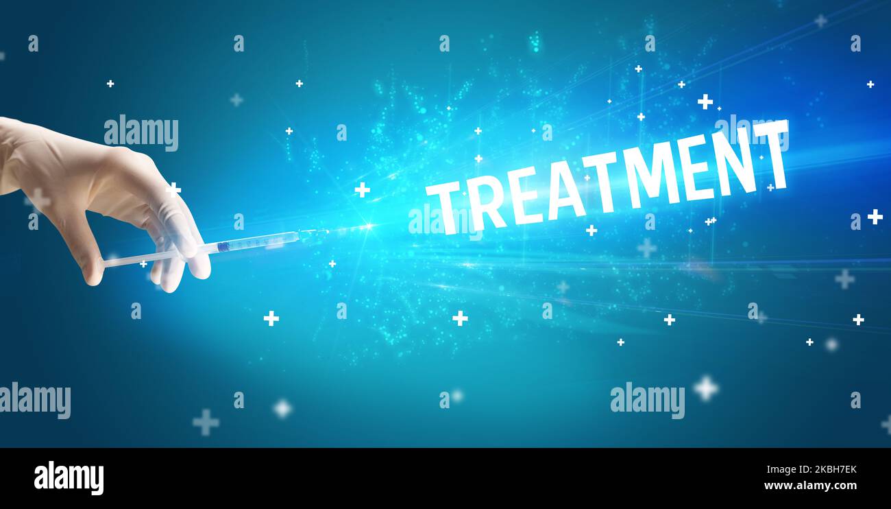 Syringe, medical injection in hand Stock Photo - Alamy