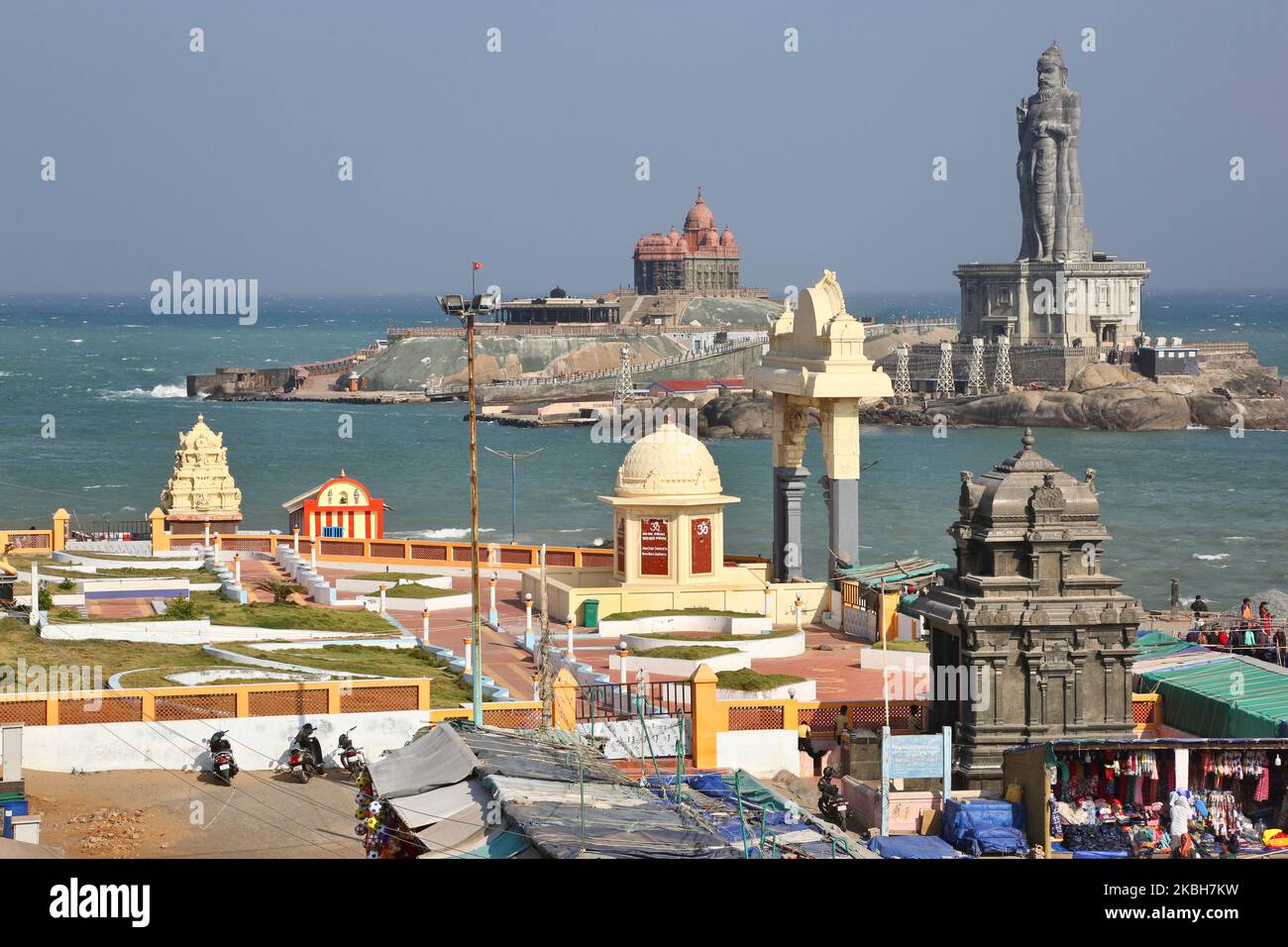Vivekananda Rock Memorial temple and statue of the ancient Tamil poet ...