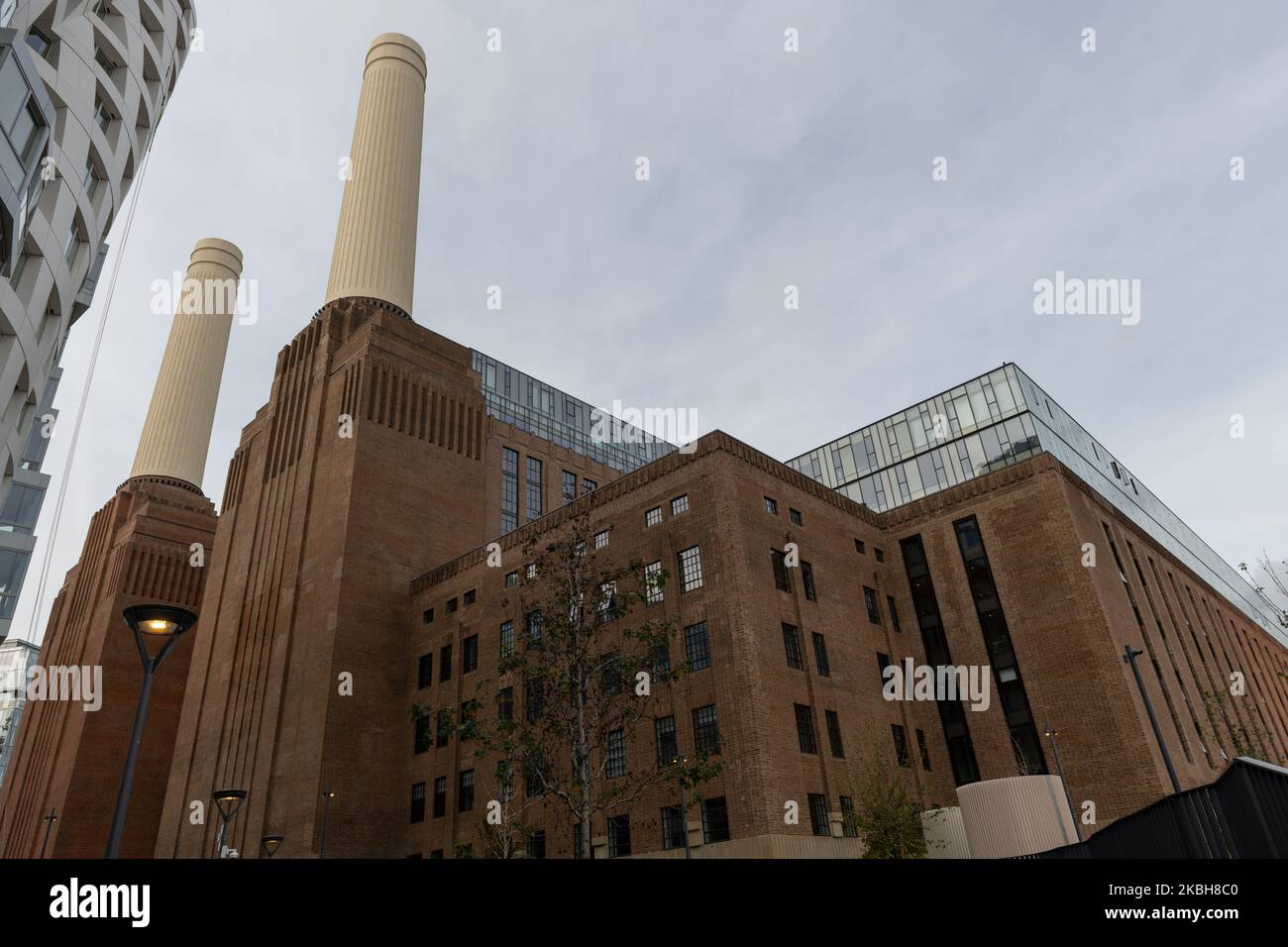 London. UK- 11.02.2022. A upward view of Battersea Power Station with ...