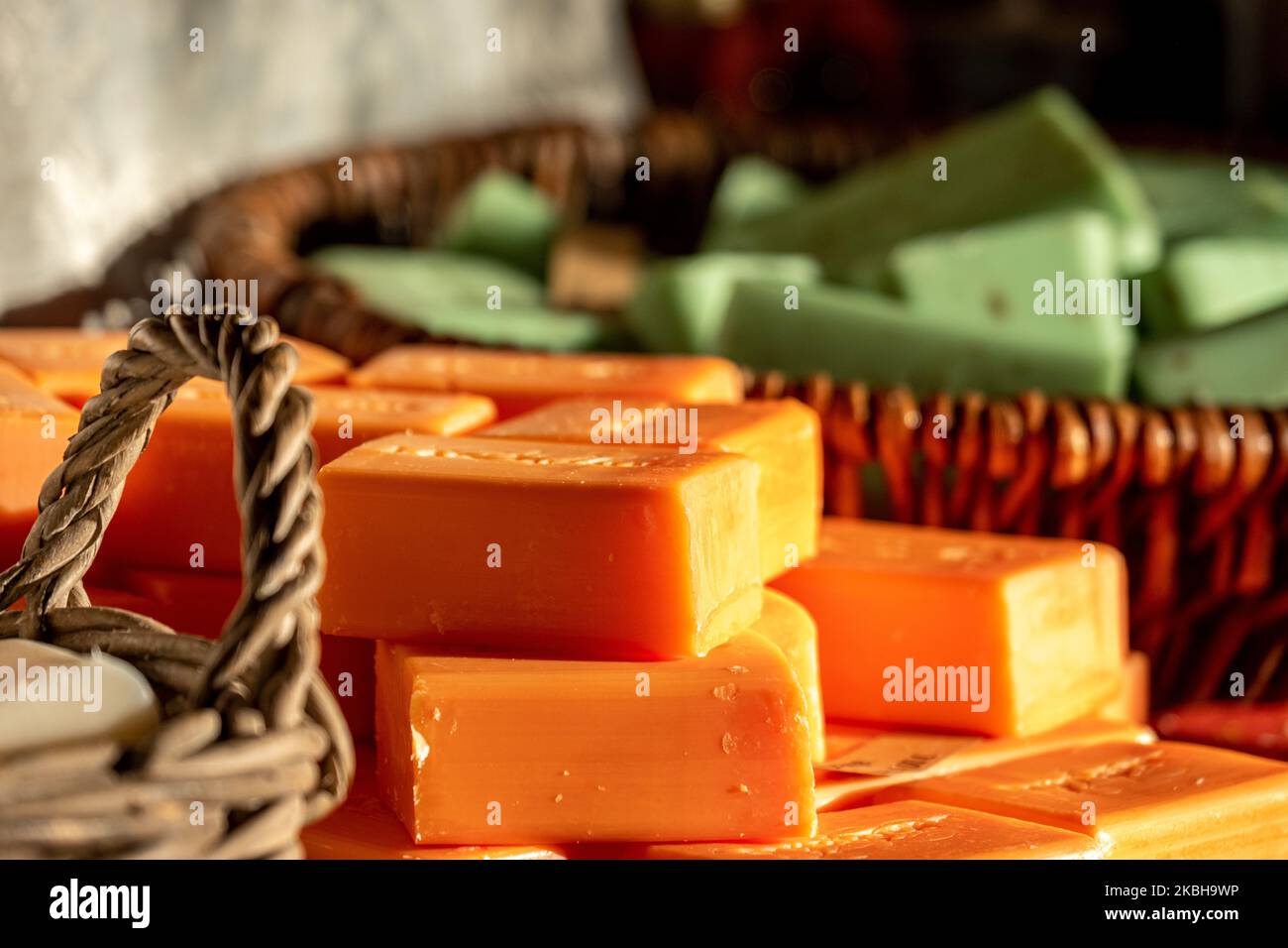 Collection of bars of fragrant hand made organic soap Stock Photo - Alamy
