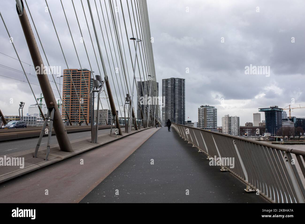 Erasmusbrug (Erasmus Bridge) in Rotterdam, Netherlands, on February 11 ...