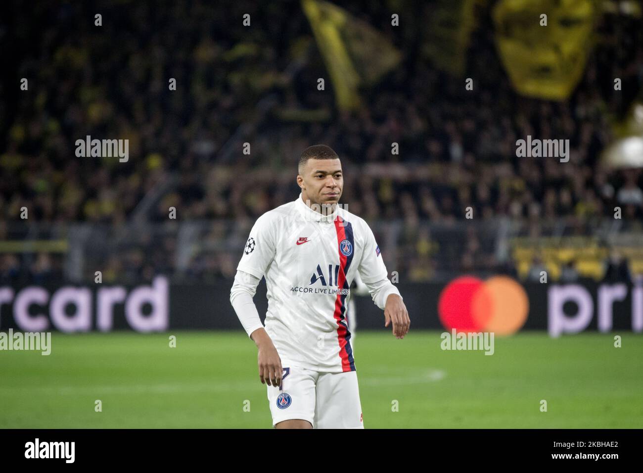 Kylian Mbappé looks on during the UEFA Champions League, last 16, first ...
