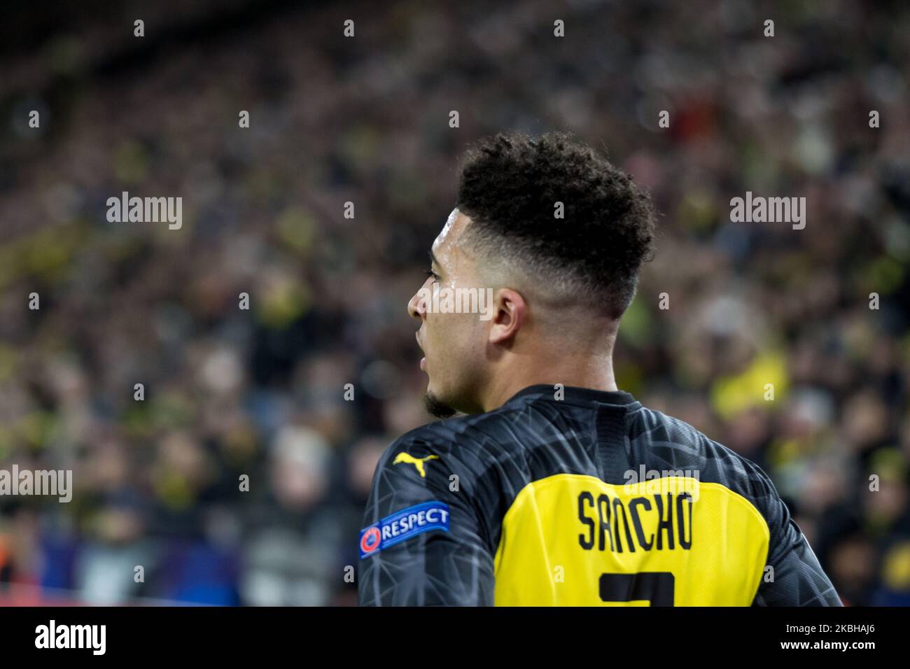 Jadon Sancho of BVB looks on during the UEFA Champions League, last 16 ...
