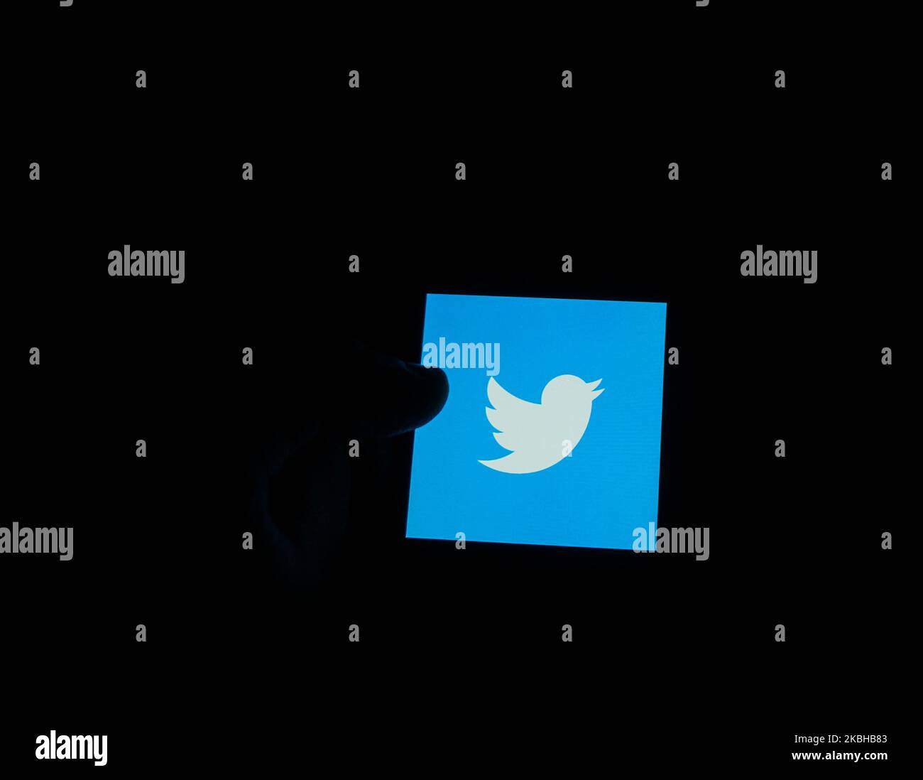 In this photo illustration the Twitter logo is seen displayed on ...