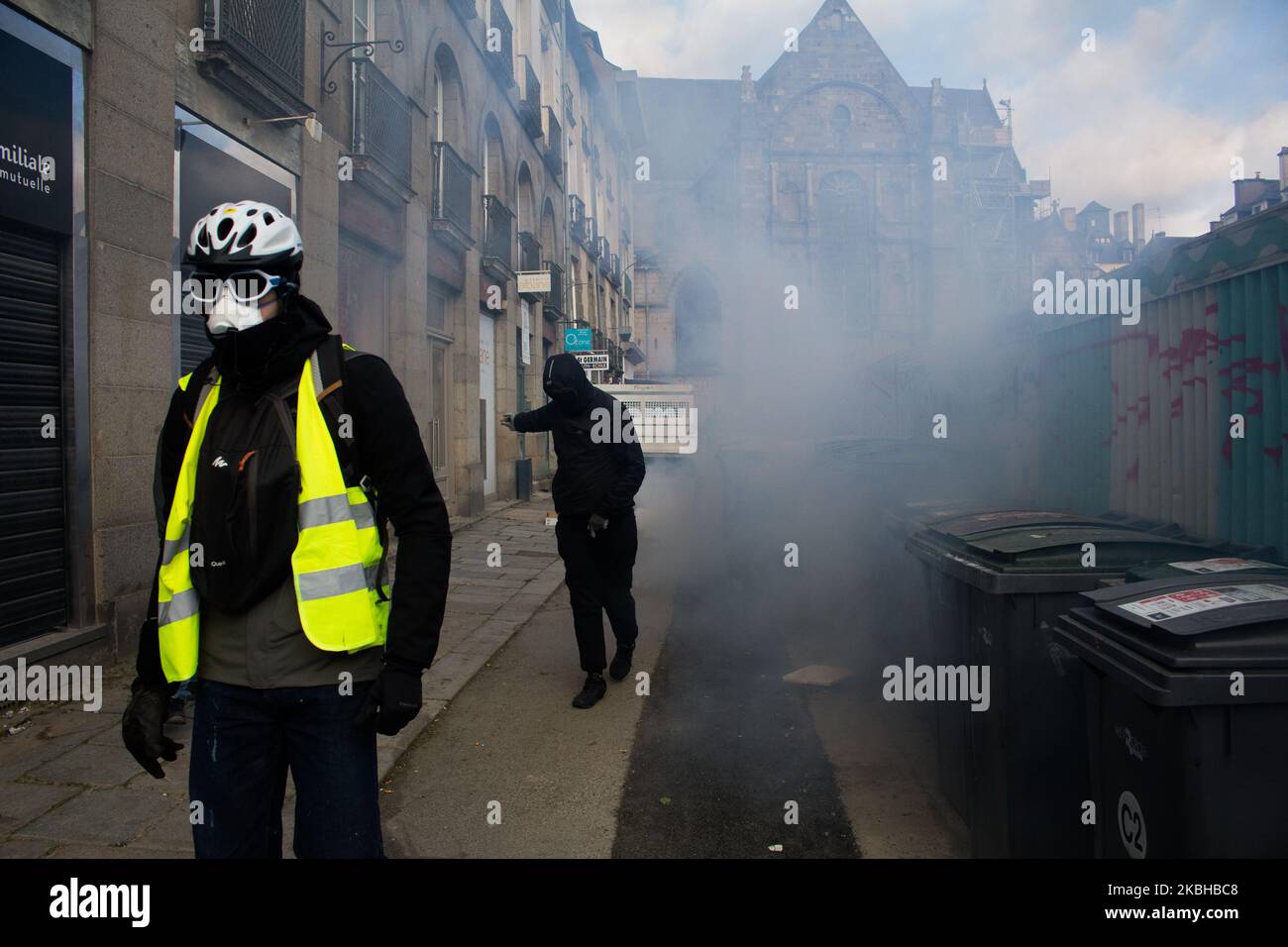 People take part in a demonstration against the pension reform in ...