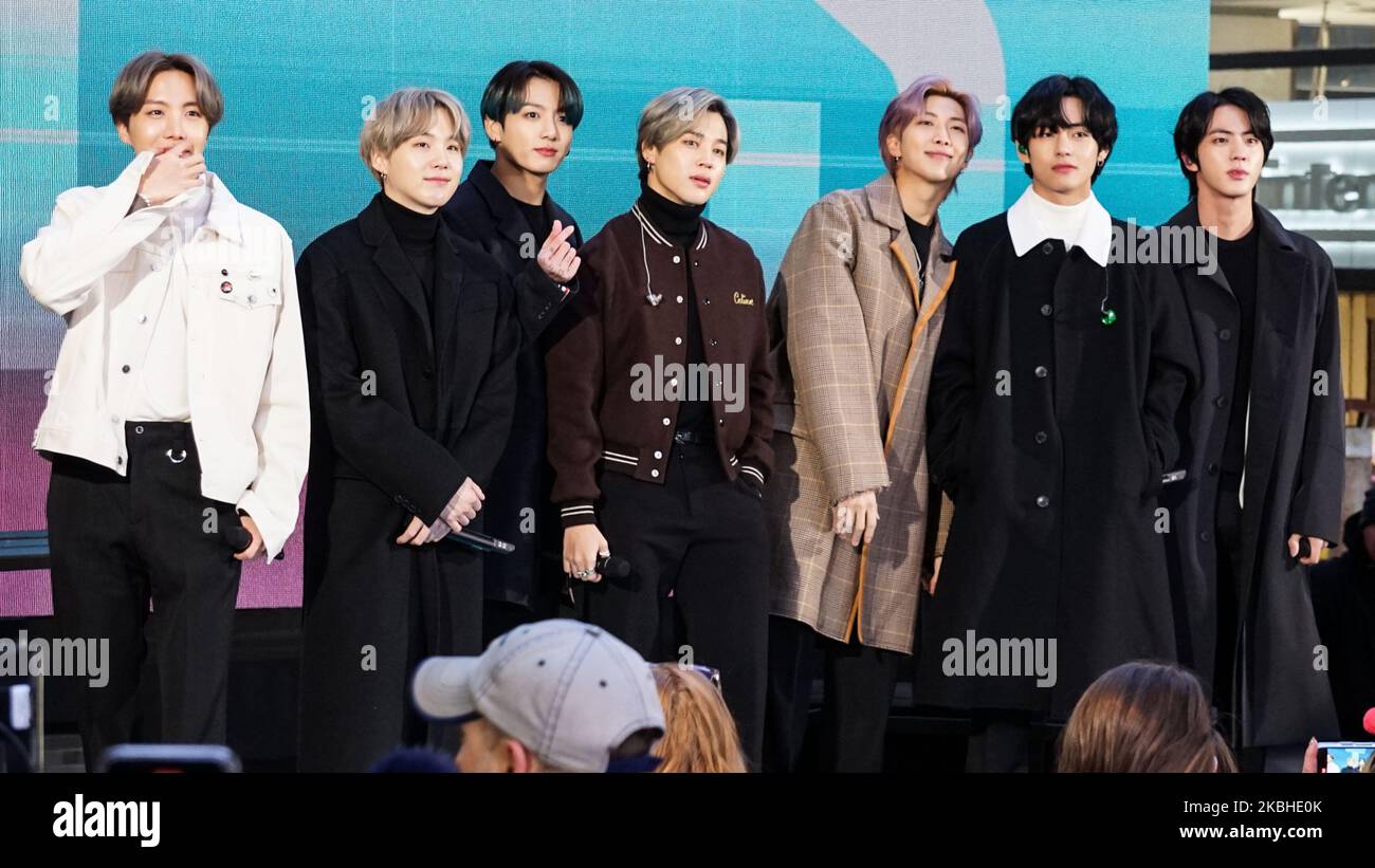 MANHATTAN, NEW YORK CITY, NEW YORK, USA - FEBRUARY 21: K-Pop Band BTS ...