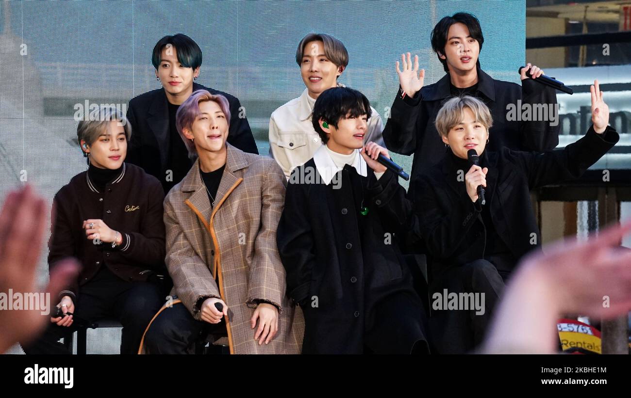 MANHATTAN, NEW YORK CITY, NEW YORK, USA - FEBRUARY 21: K-Pop Band BTS ...