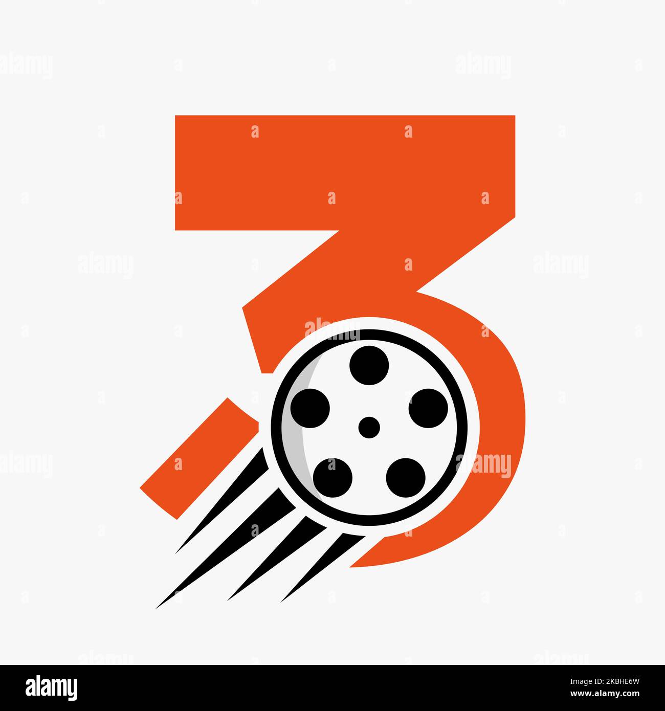 Letter 3 Film Logo Concept With Film Reel For Media Sign, Movie ...