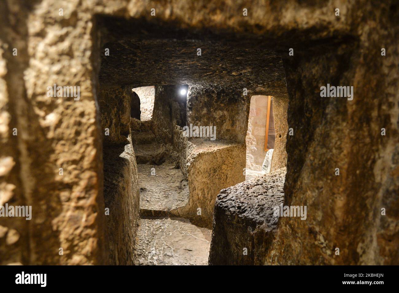 The 'Prison of Christ' sign inside a Greek-Orthodox site along the 'Via ...