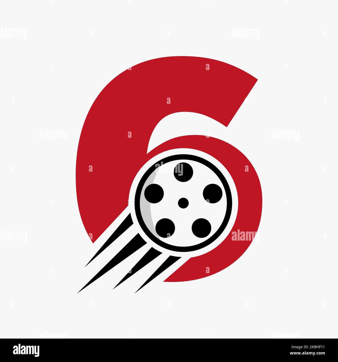Letter 6 Film Logo Concept With Film Reel For Media Sign, Movie ...