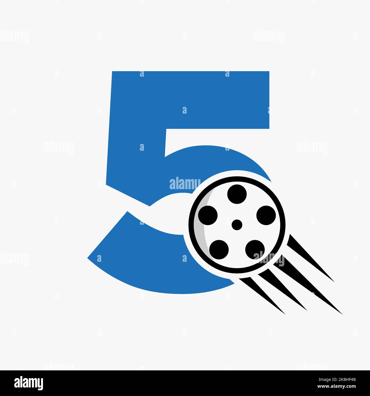 Letter 5 Film Logo Concept With Film Reel For Media Sign, Movie ...
