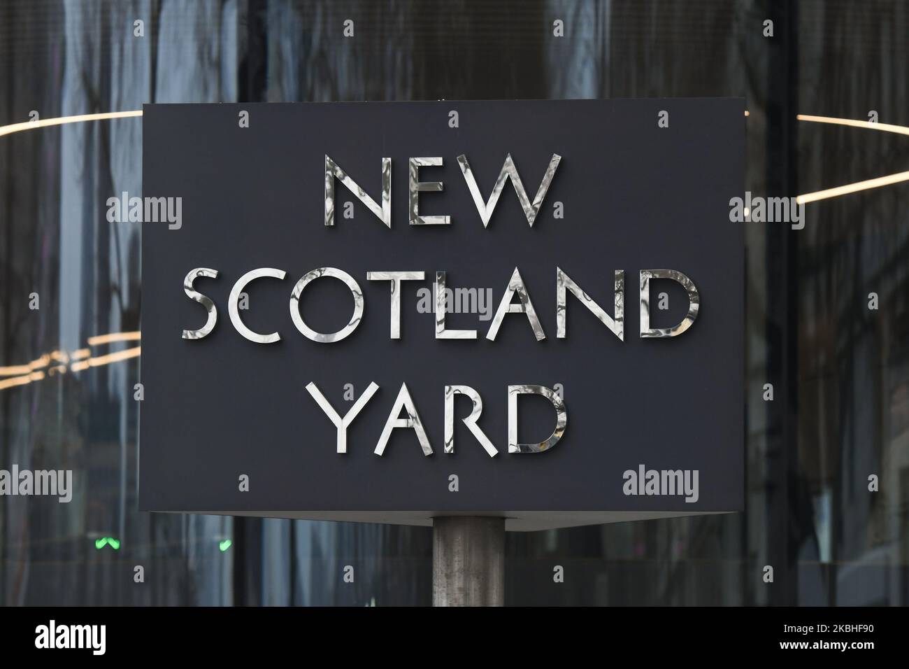 New Scotland Yard sign outside the headquarters of the Metropolitan ...