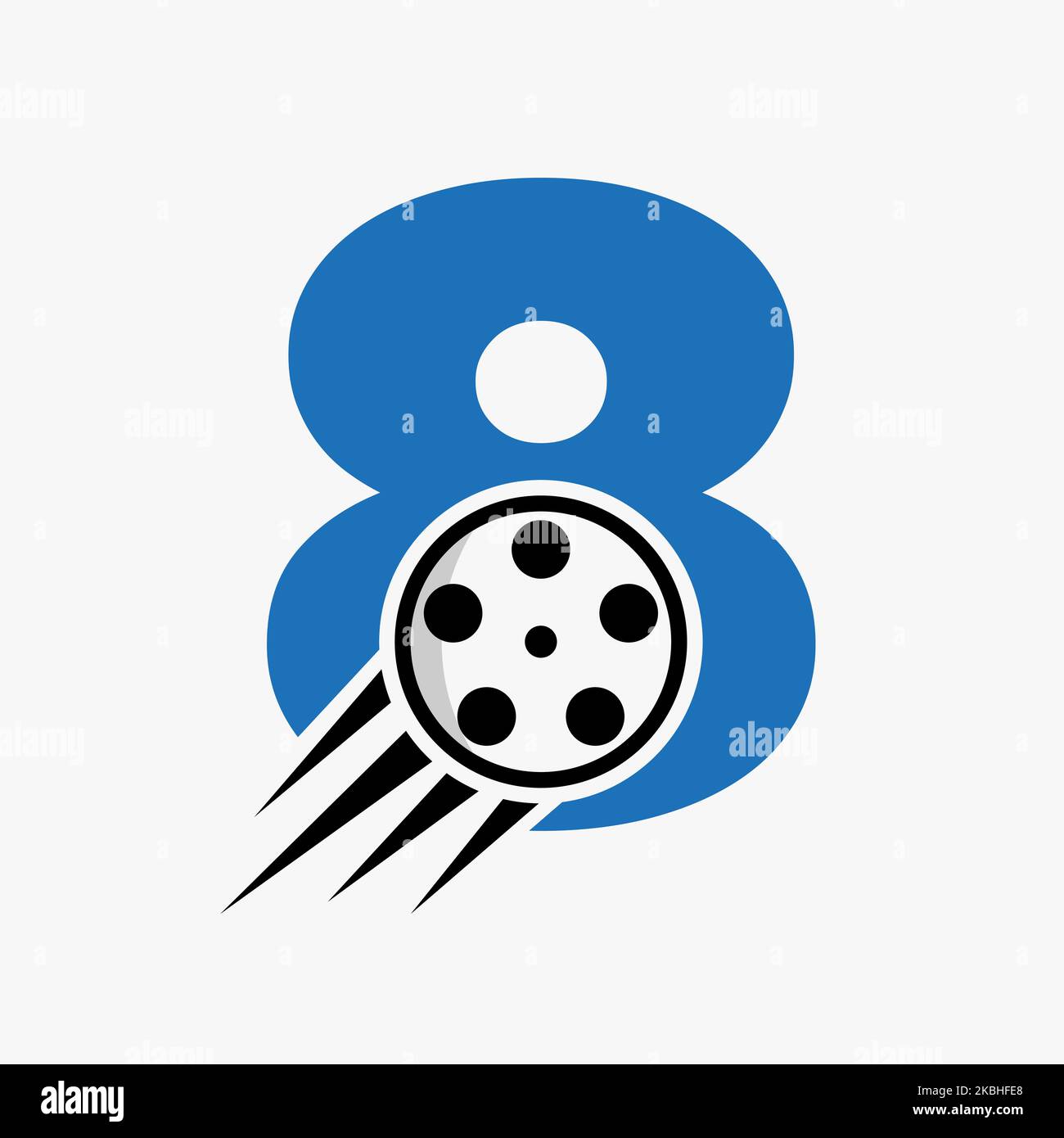 Letter 8 Film Logo Concept With Film Reel For Media Sign, Movie ...