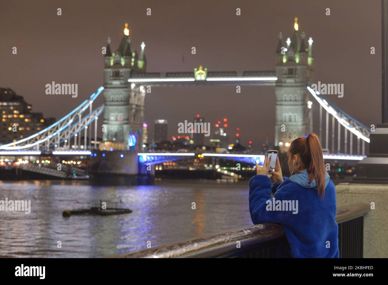 A night view of Tower Bridge in London. On Saturday, 25 January 2019 ...