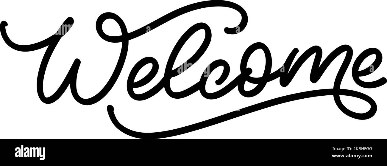 Welcome - calligraphic inscription with smooth lines Stock Vector Image ...