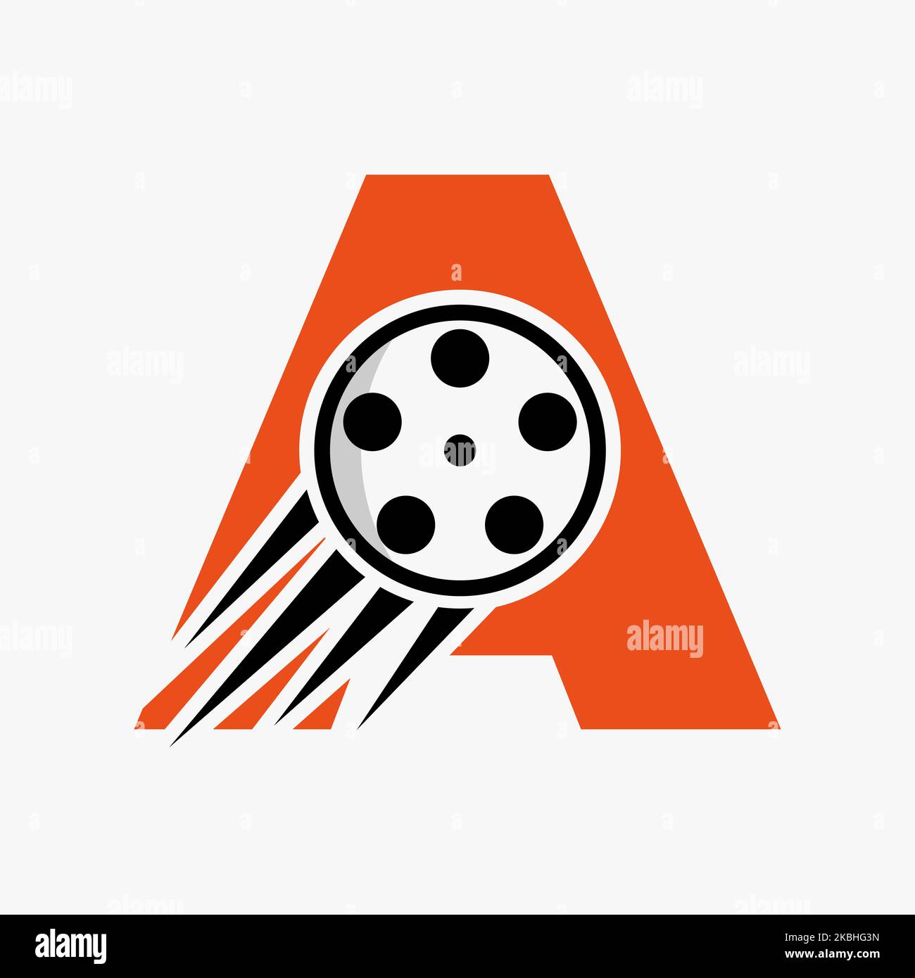 Letter A Film Logo Concept With Film Reel For Media Sign, Movie ...