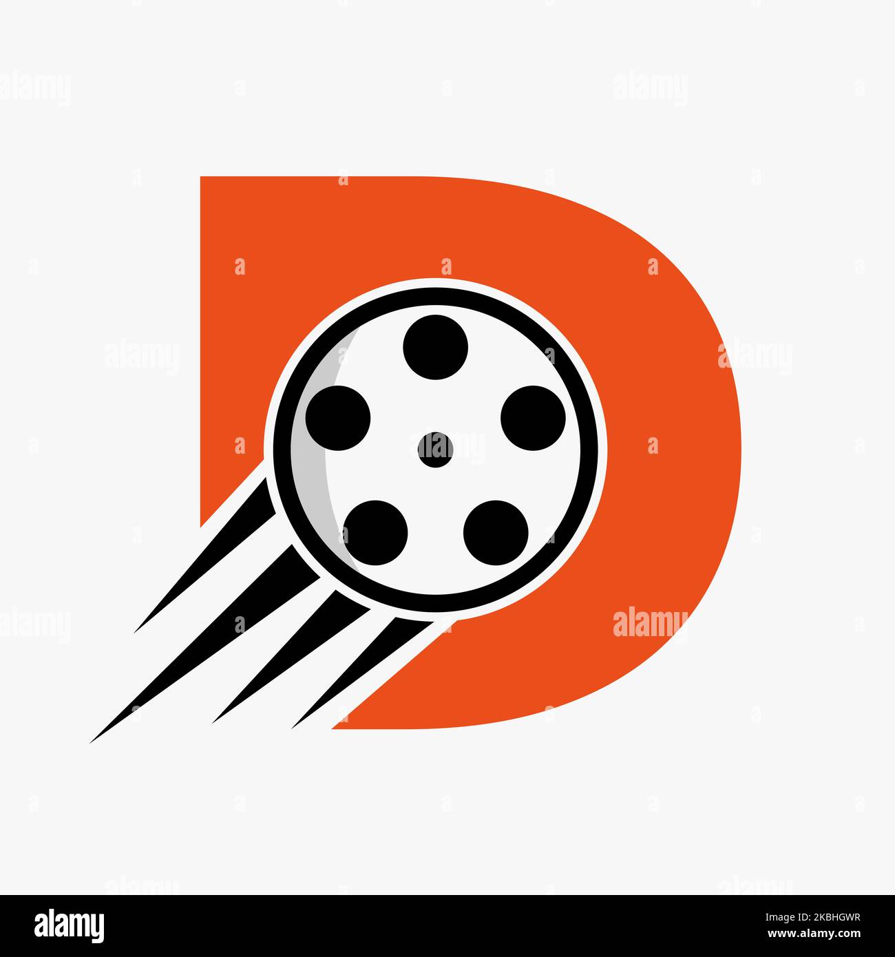 Letter D Film Logo Concept With Film Reel For Media Sign, Movie ...