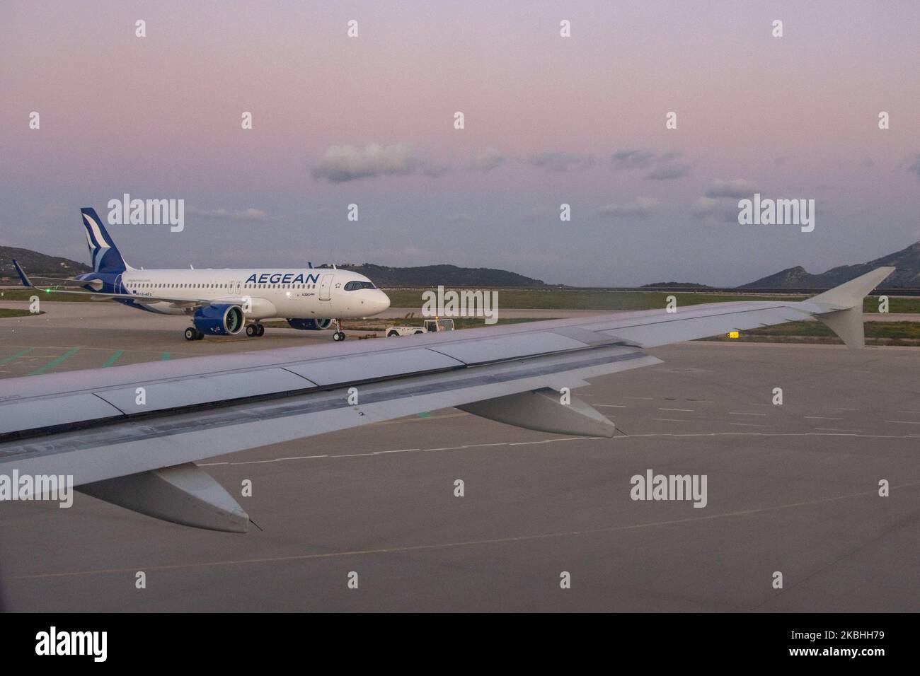 A brand new Airbus A320neo airplane with the new logo and livery paint ...