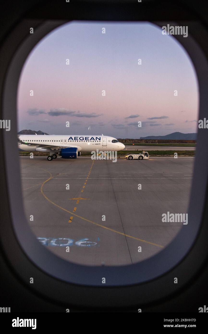 A brand new Airbus A320neo airplane with the new logo and livery paint ...