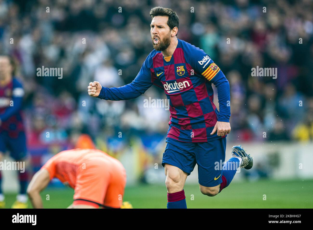10 Lionel Messi from Argentina of FC Barcelona celebrating a goal ...