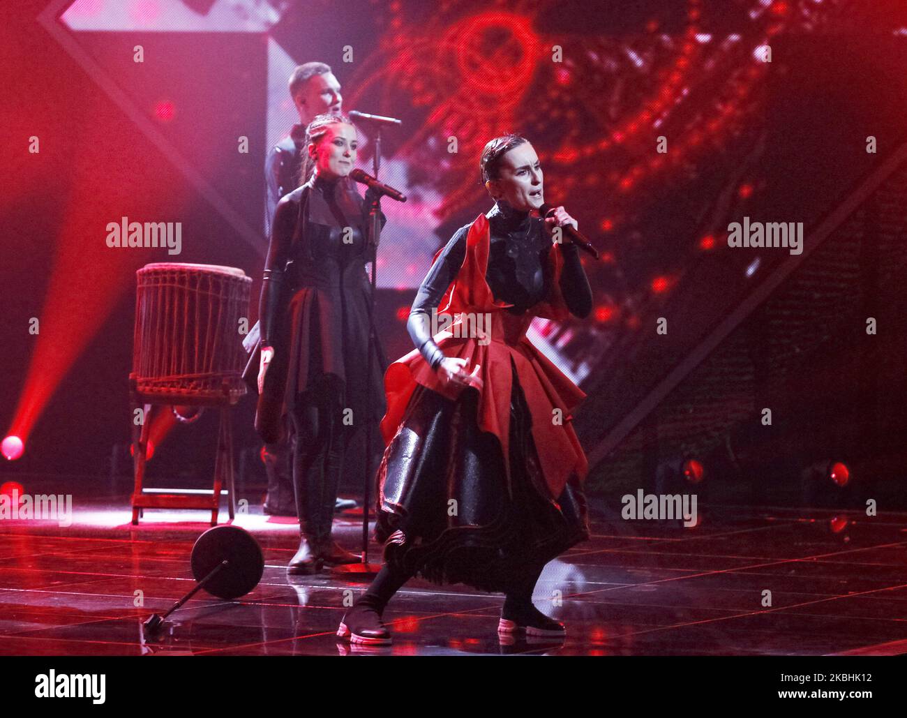 Ukrainian band Go-A performs on a stage during the 2020 Eurovision Song ...