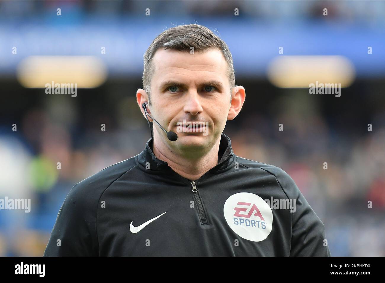 The referee Michael Oliver warming up during the Premier League match ...