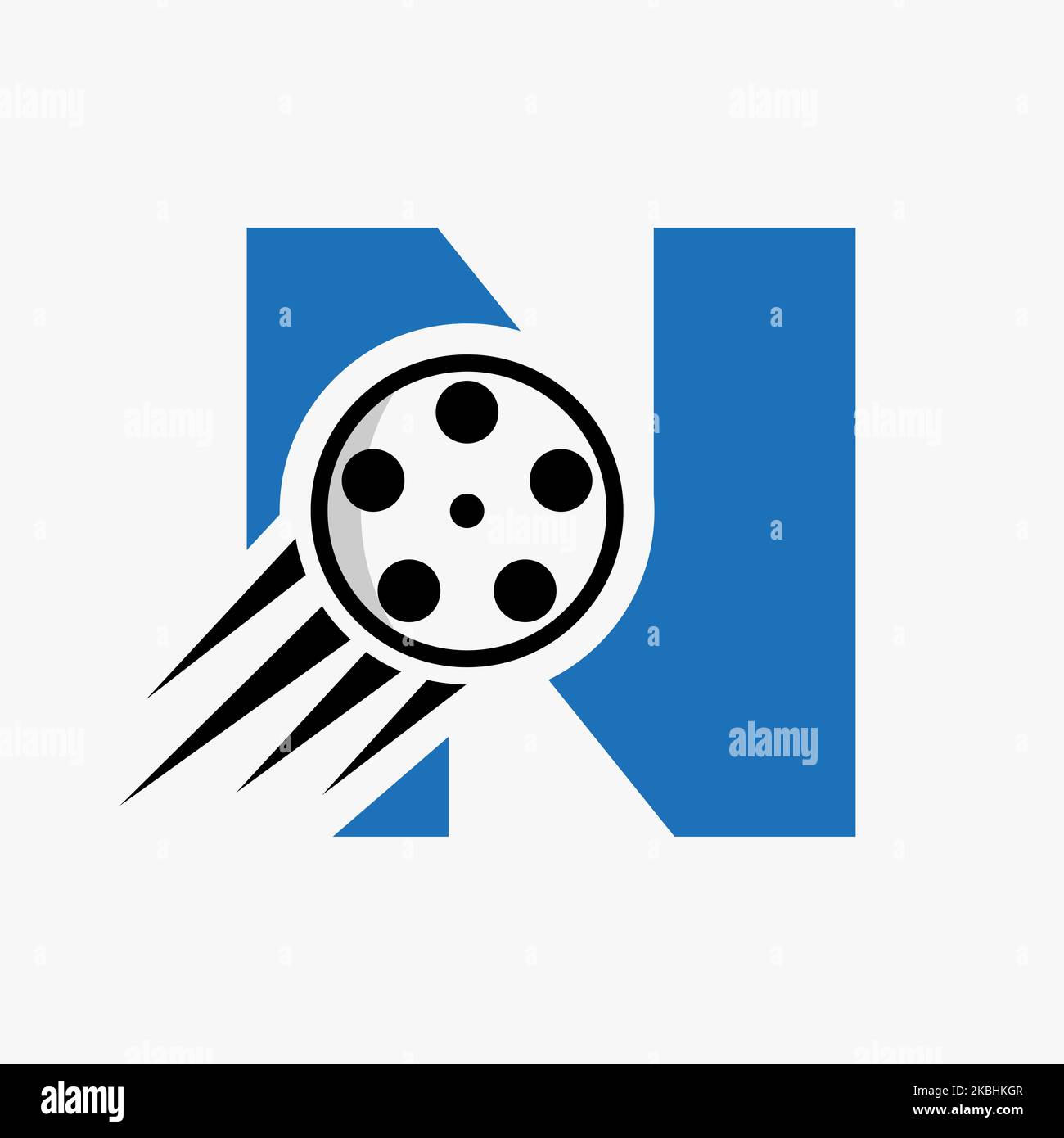 Letter N Film Logo Concept With Film Reel For Media Sign, Movie ...