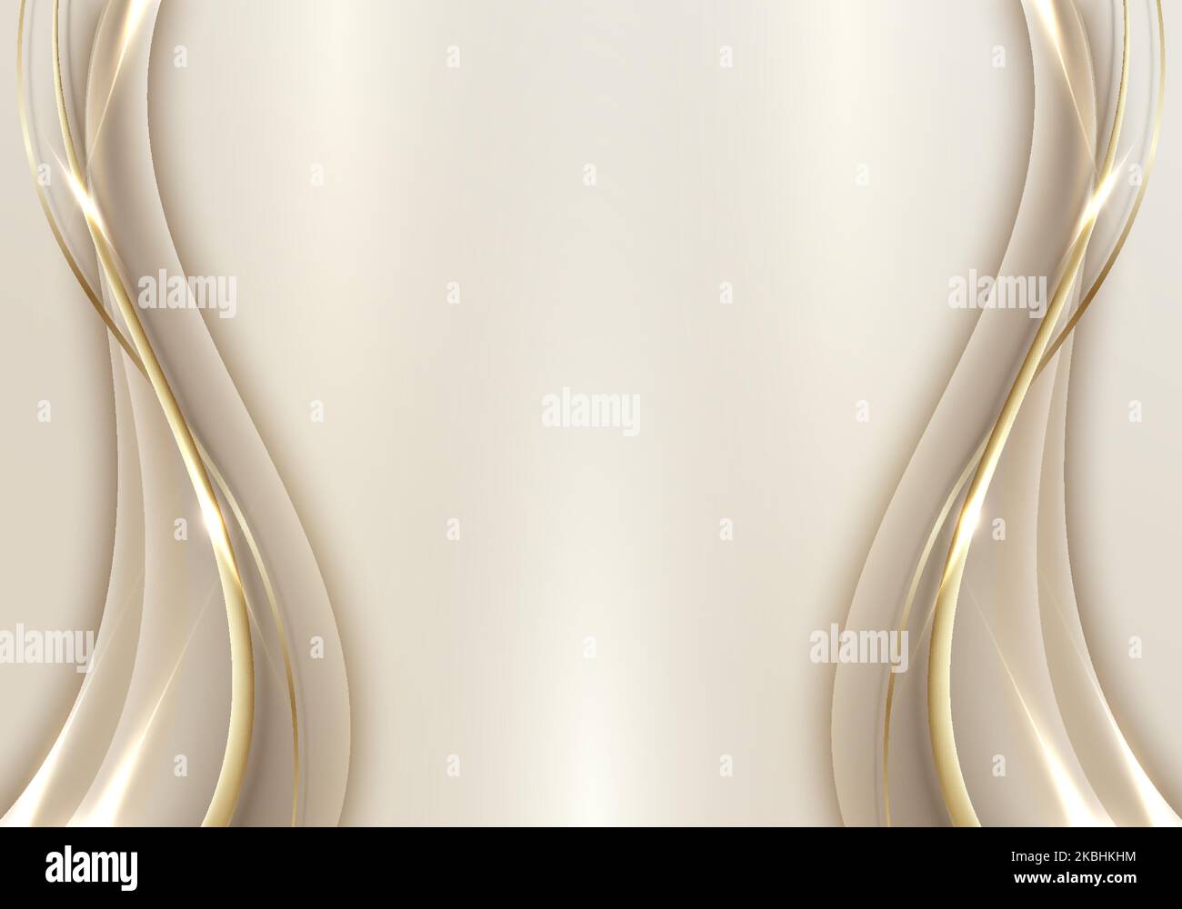 Abstract template 3D elegant golden wave shape with shiny gold line ...