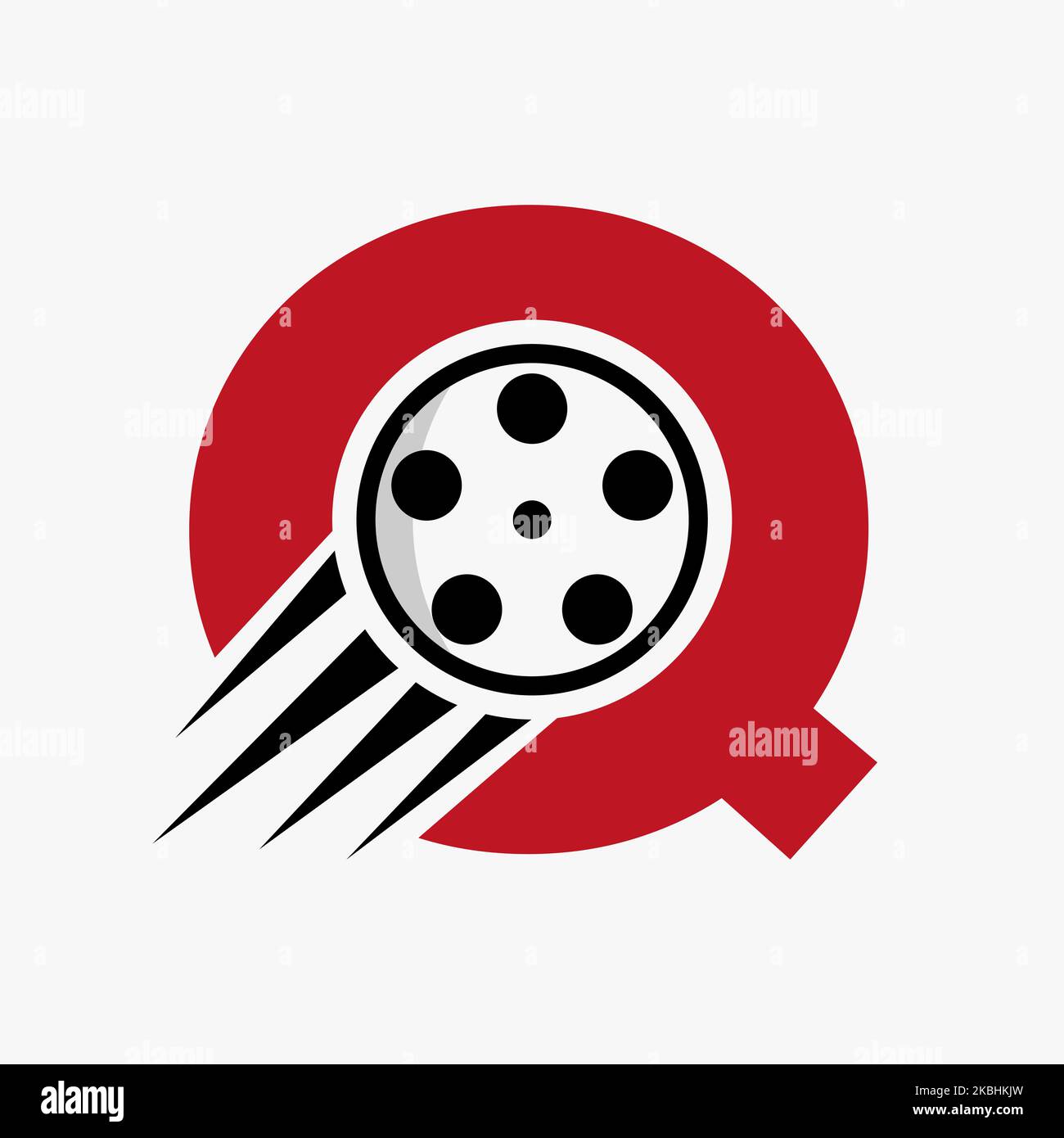 Letter Q Film Logo Concept With Film Reel For Media Sign, Movie ...