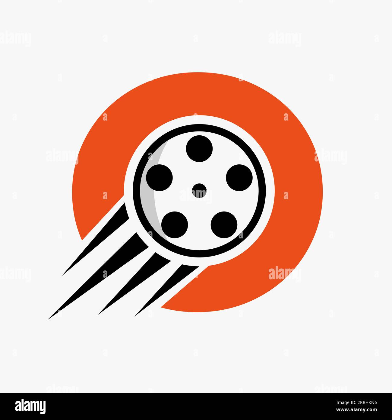 Letter O Film Logo Concept With Film Reel For Media Sign, Movie ...
