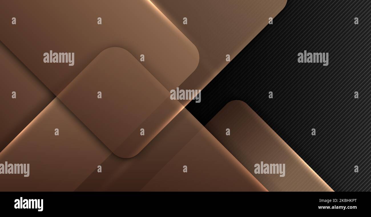 Abstract elegant banner web brown or golden square rounded transparency overlapping layered on ...