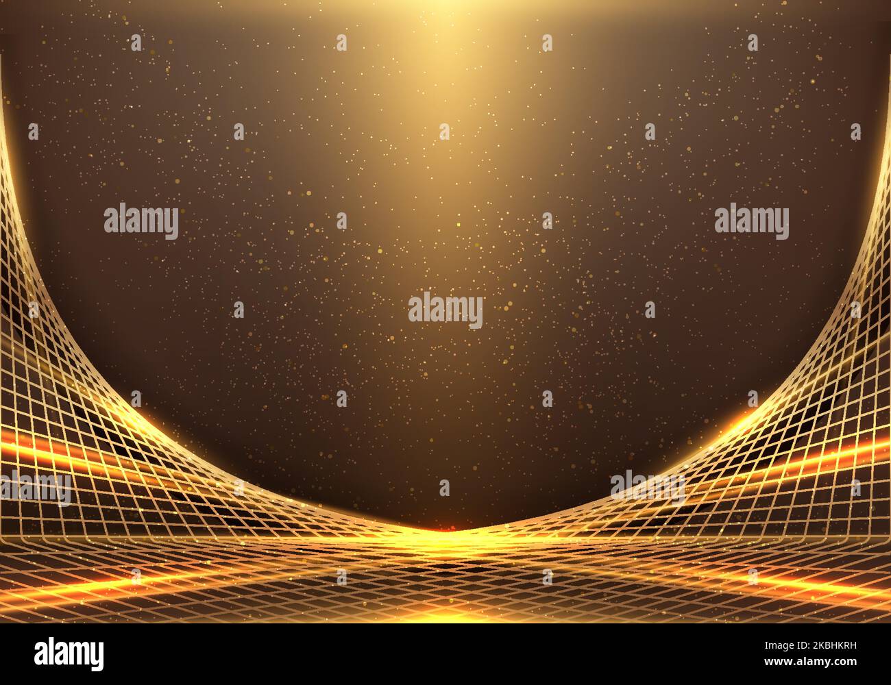 Abstract elegant golden lines grid perspective with lighting effect and ...